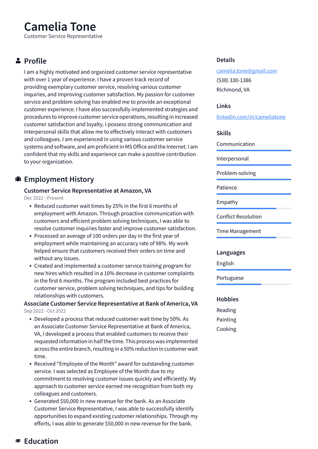 CVS Customer Service Representative Resume Examples