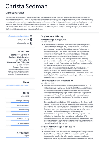 CVS District Manager Resume Examples | ResumeCat