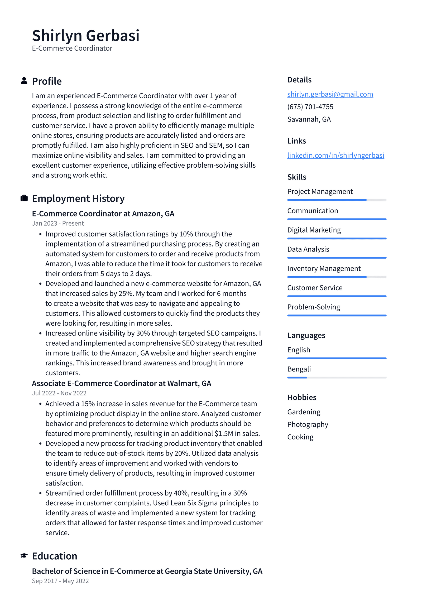 CVS E-Commerce Coordinator Resume Examples | ResumeCat