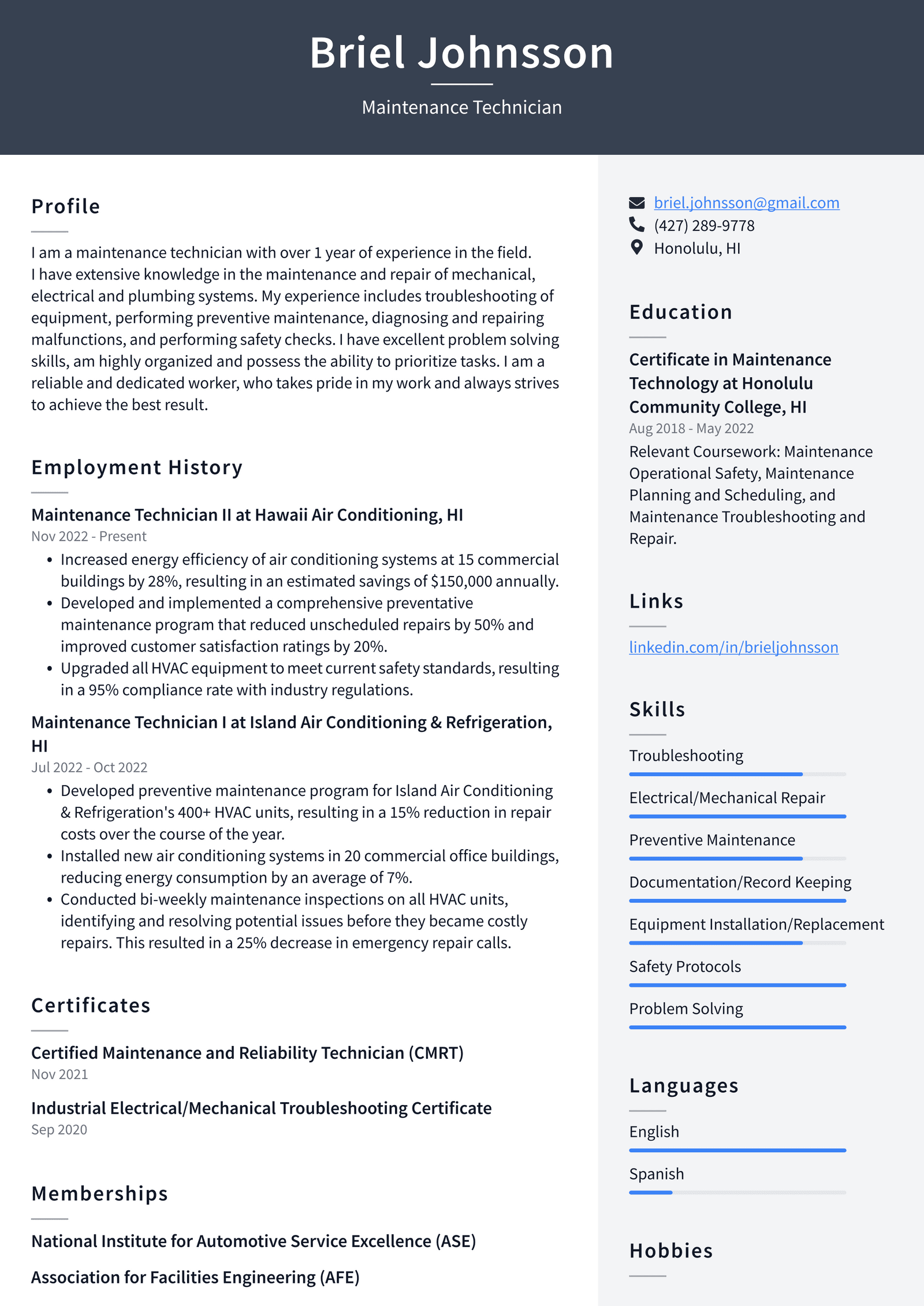 CVS Maintenance Technician Resume Examples | ResumeCat