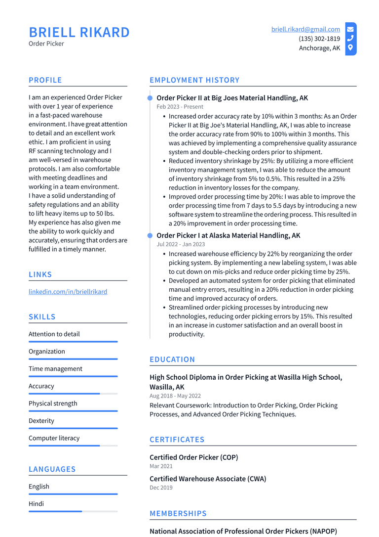 CVS Order Picker Resume Examples | ResumeCat