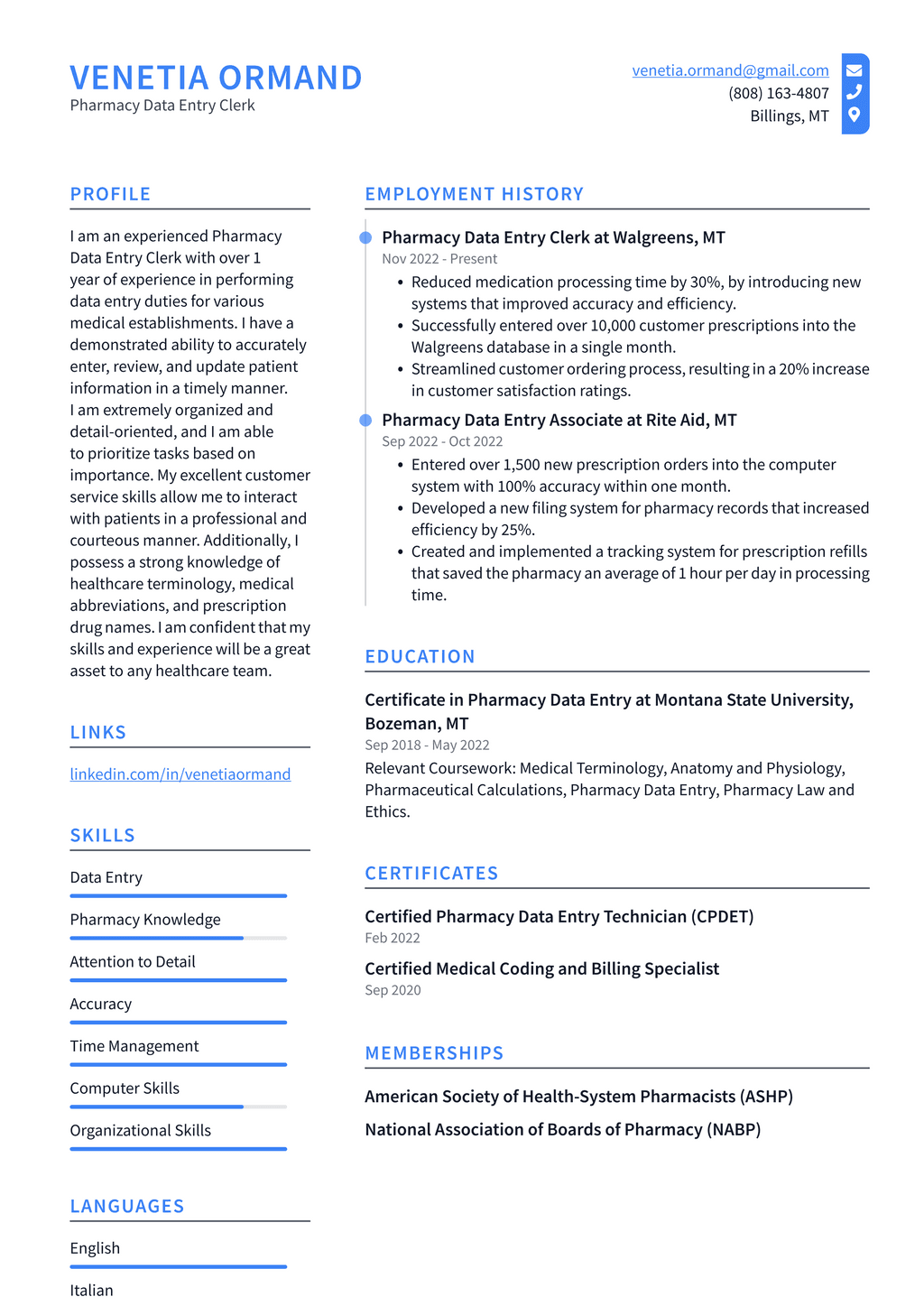 CVS Pharmacy Data Entry Clerk Resume Examples | ResumeCat