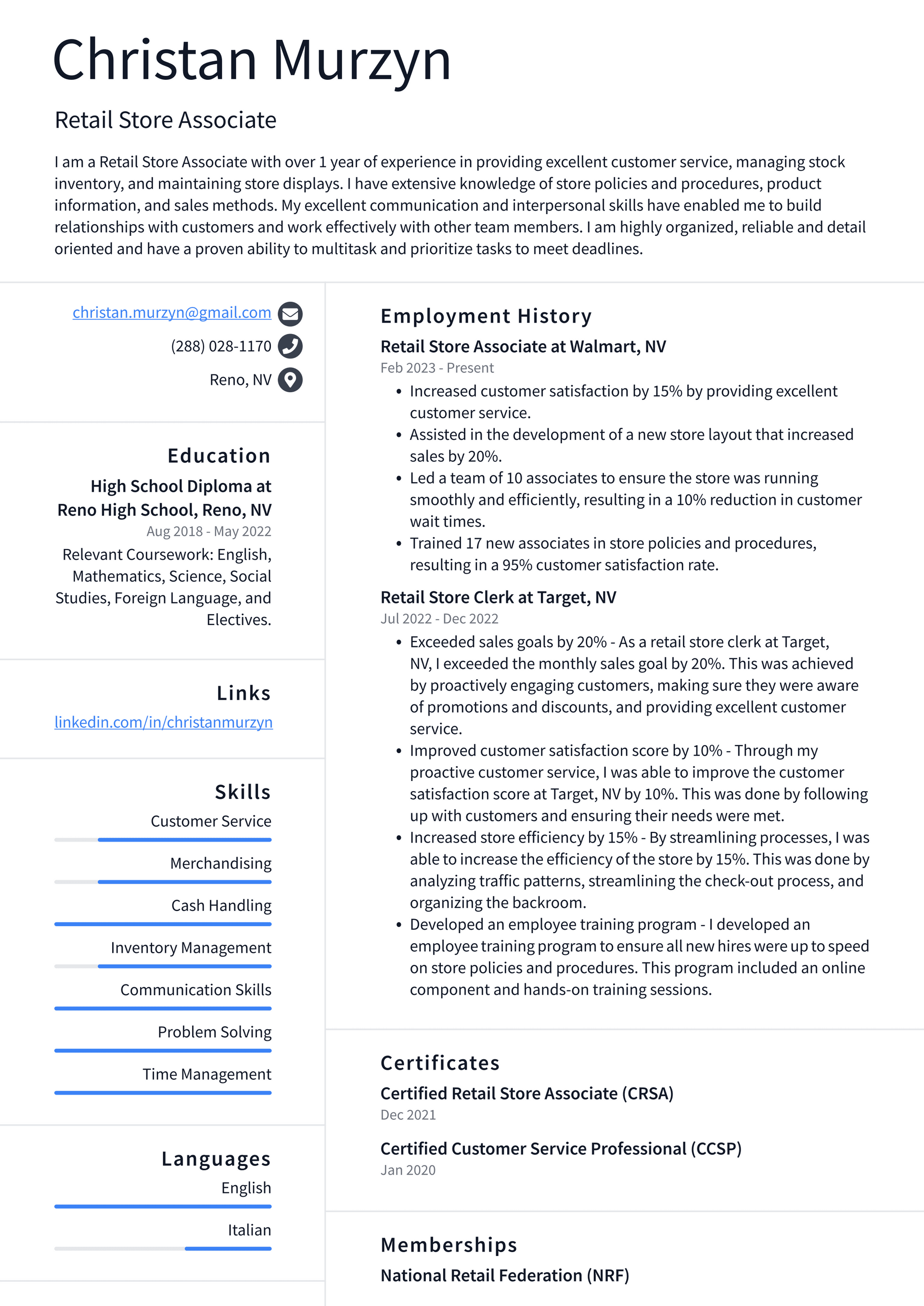 CVS Retail Store Associate Resume Examples | ResumeCat