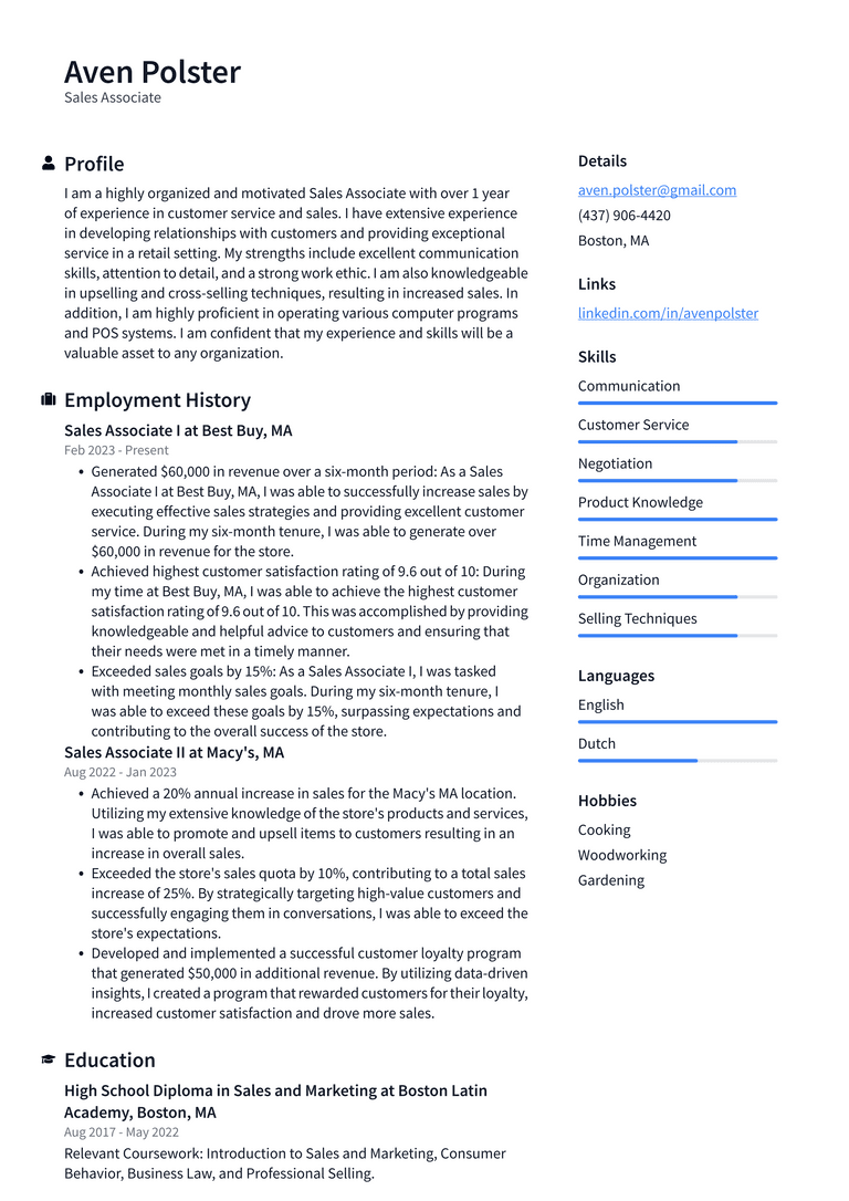 CVS Sales Associate Resume Examples | ResumeCat