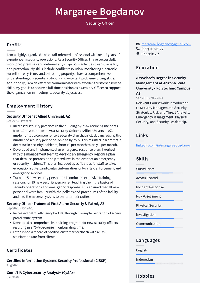 CVS Security Officer Resume Examples | ResumeCat