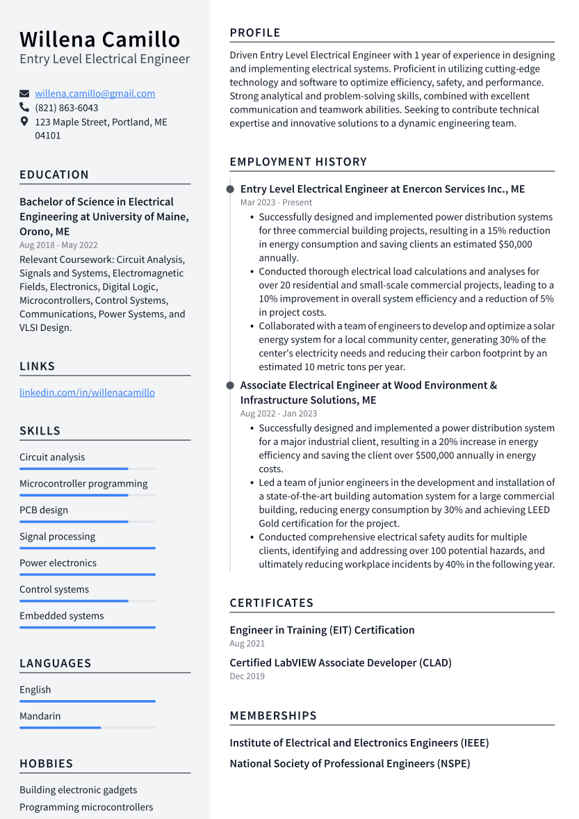 Top 18 Entry Level Electrical Engineer Resume Objective Examples
