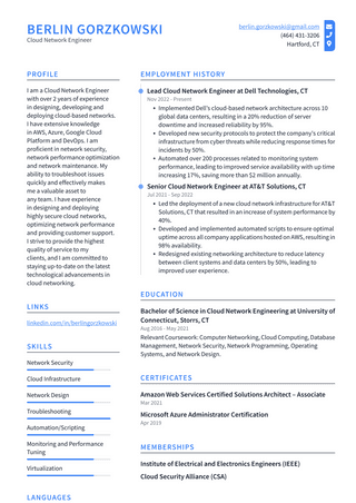 Google Cloud Network Engineer Resume Examples | ResumeCat