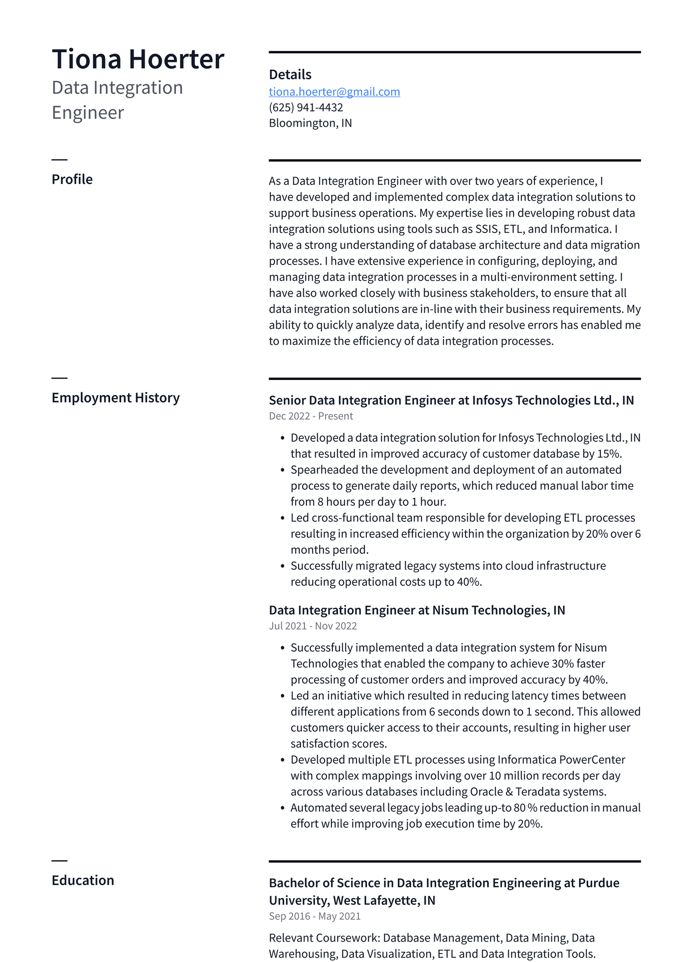 Google Data Integration Engineer Resume Examples | ResumeCat