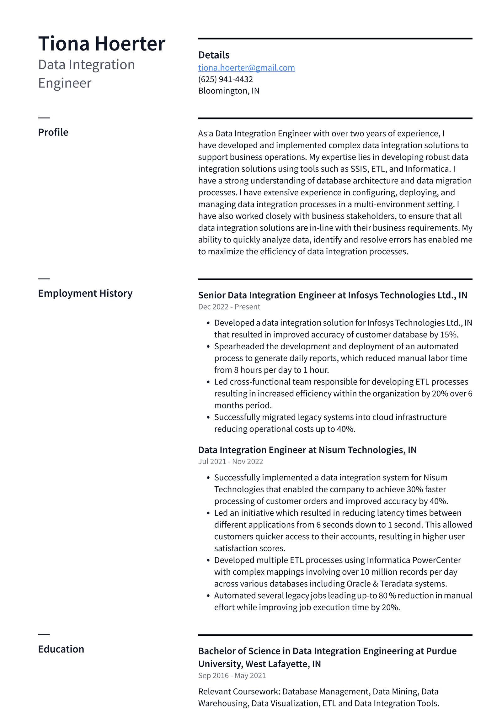 Google Data Integration Engineer Resume Examples | ResumeCat