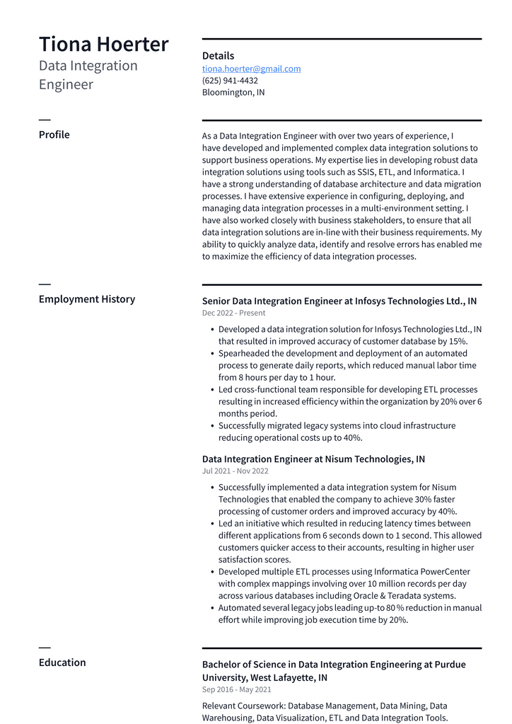 Google Data Integration Engineer Resume Examples | ResumeCat