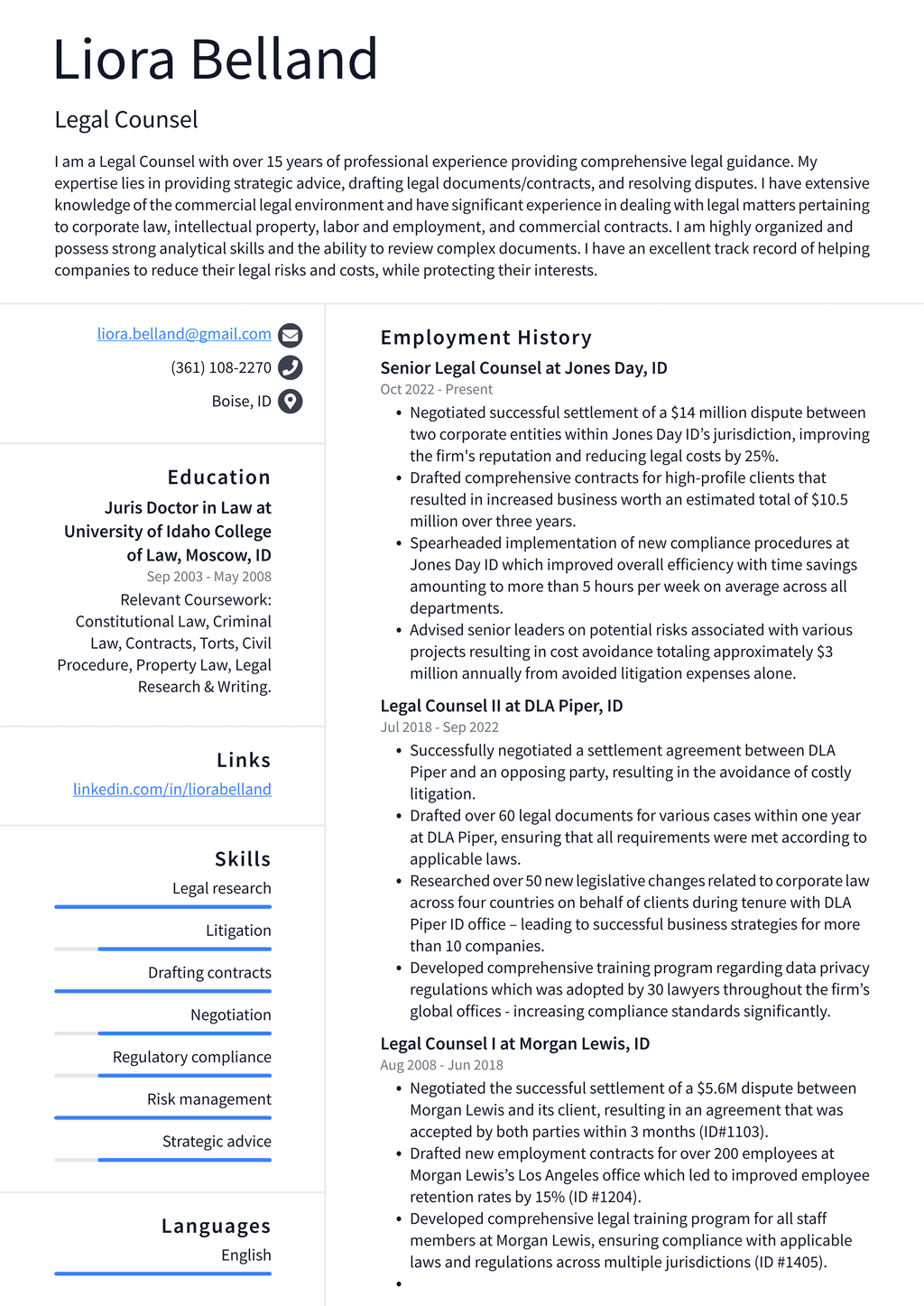 Google Legal Counsel Resume Examples | ResumeCat
