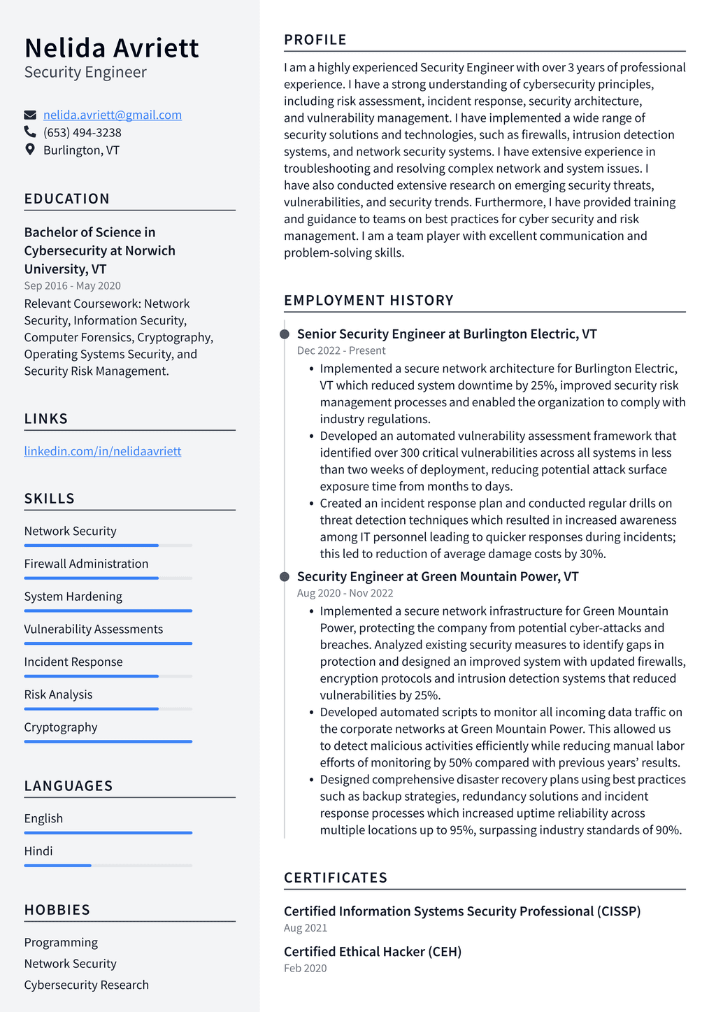 Google Security Engineer Resume Examples | ResumeCat