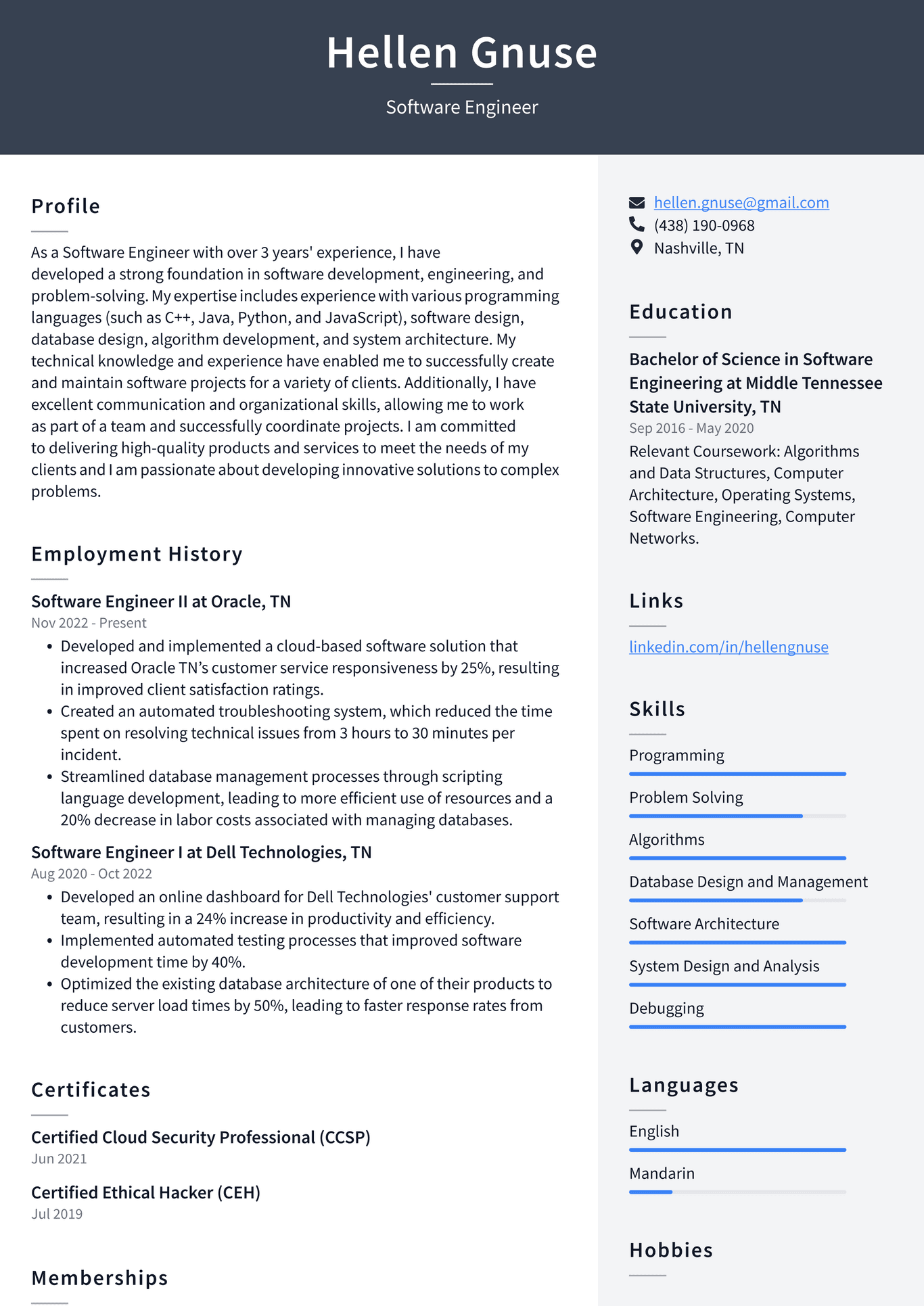Google Software Engineer Resume Examples | ResumeCat