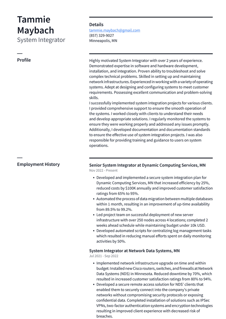 Google System Integrator Resume Examples | ResumeCat
