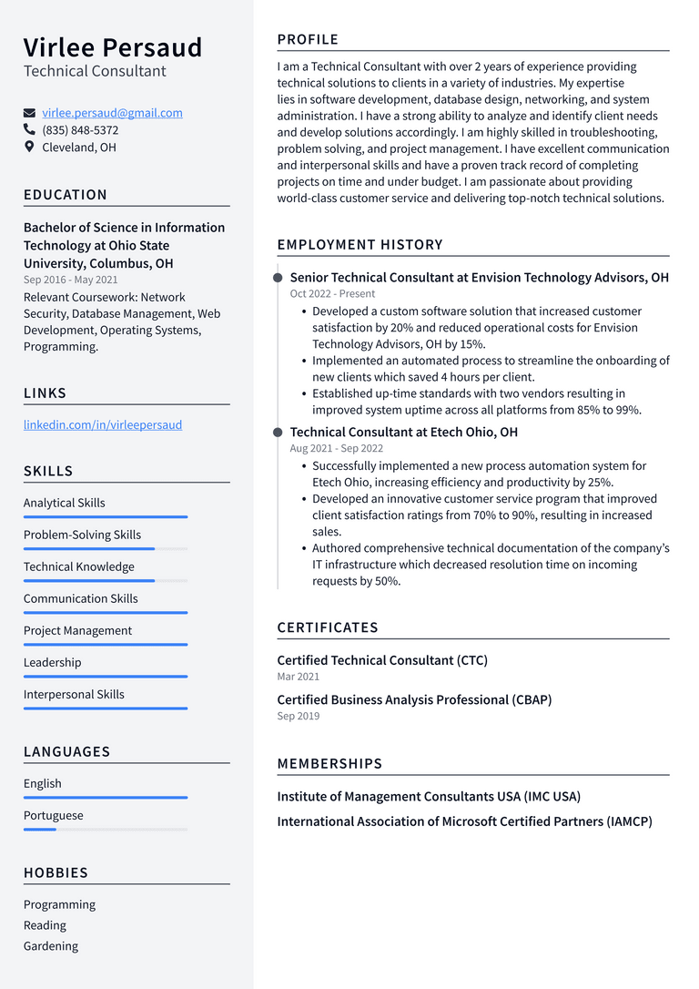 Google Technical Consultant Resume Examples | ResumeCat