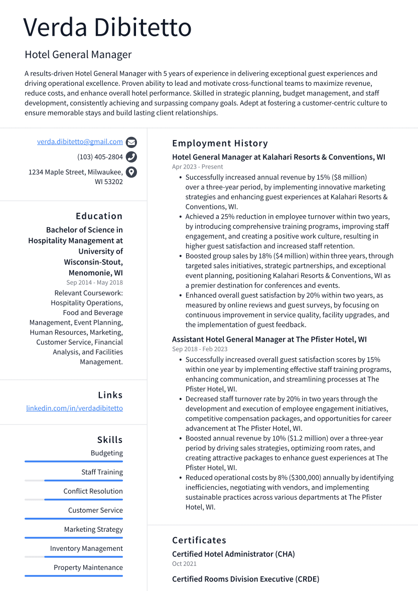 Application Letter For Hotel Manager Position