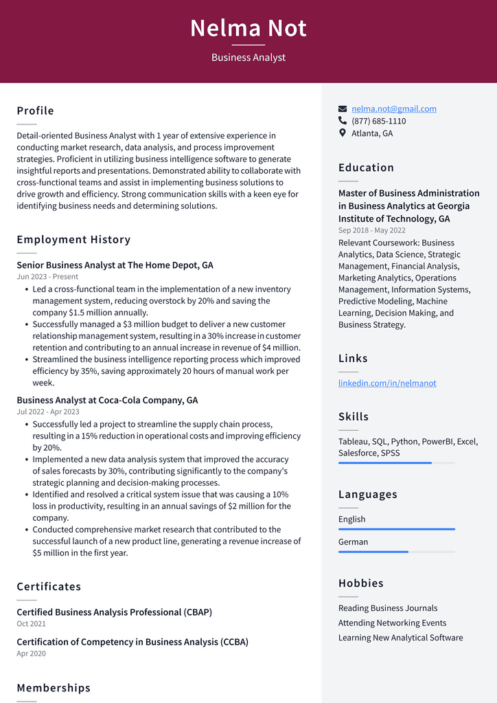 IBM Business Analyst Resume Examples | ResumeCat