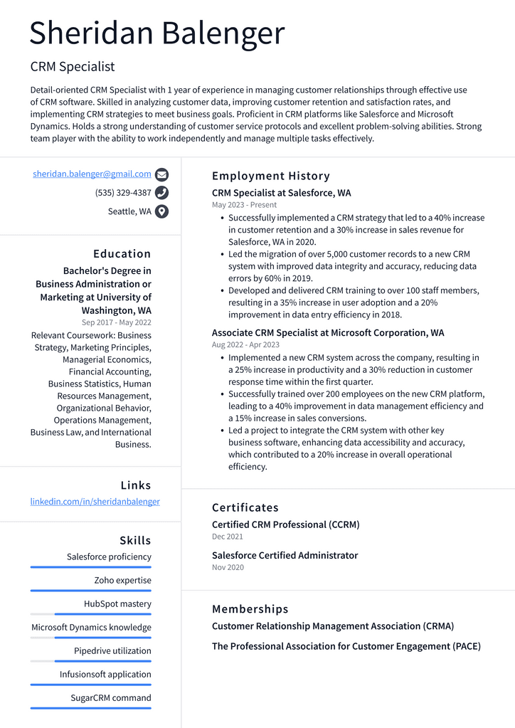IBM CRM Specialist Resume Examples | ResumeCat