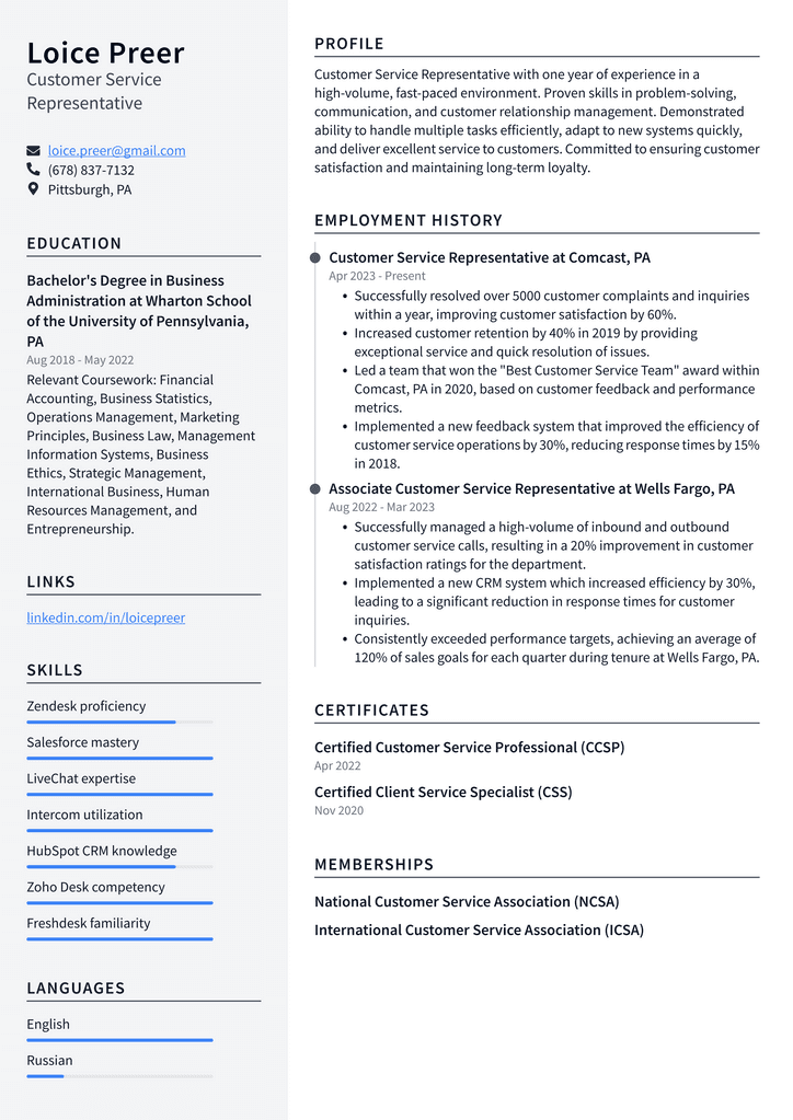 IBM Customer Service Representative Resume Examples