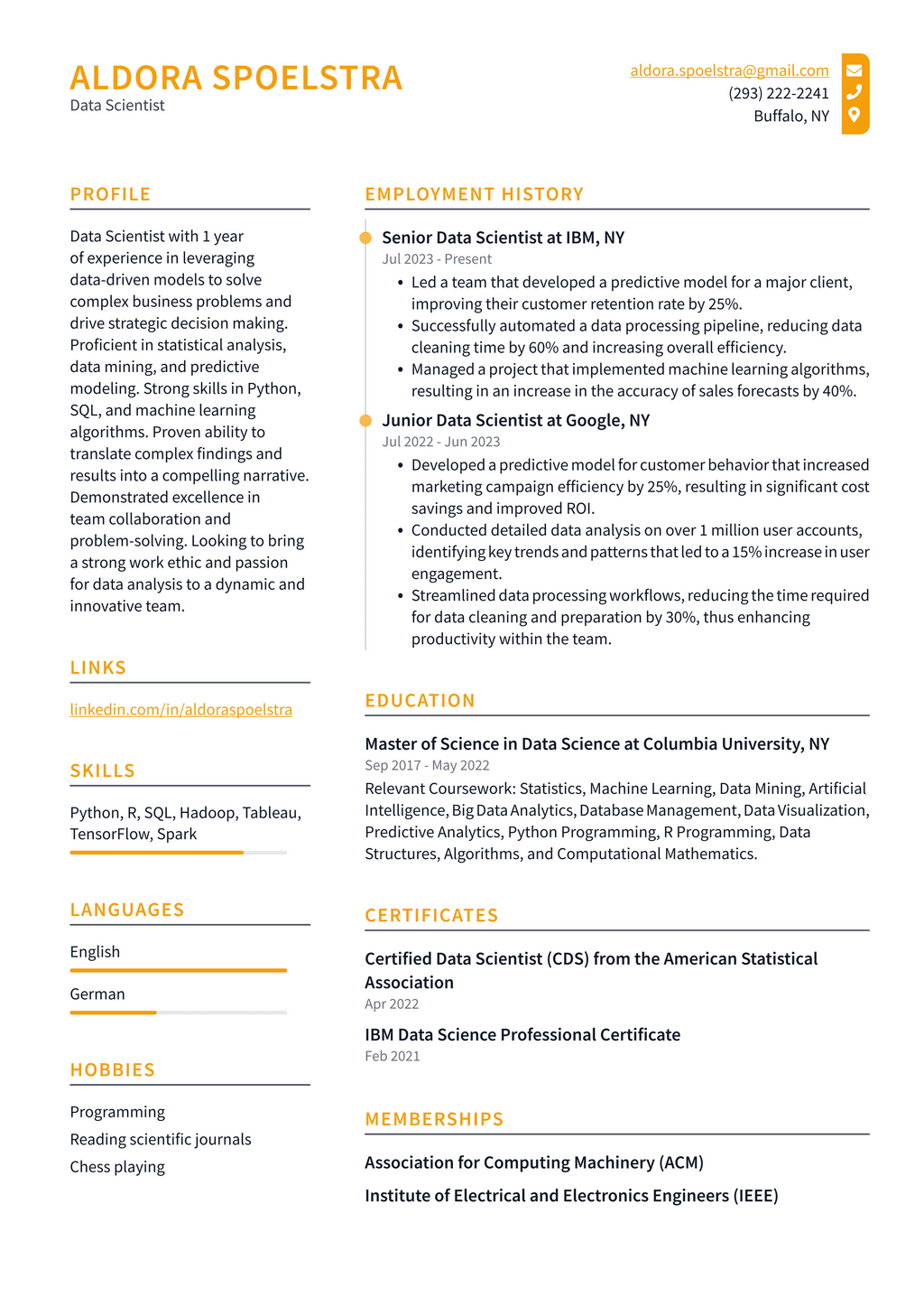 IBM Data Scientist Resume Examples | ResumeCat