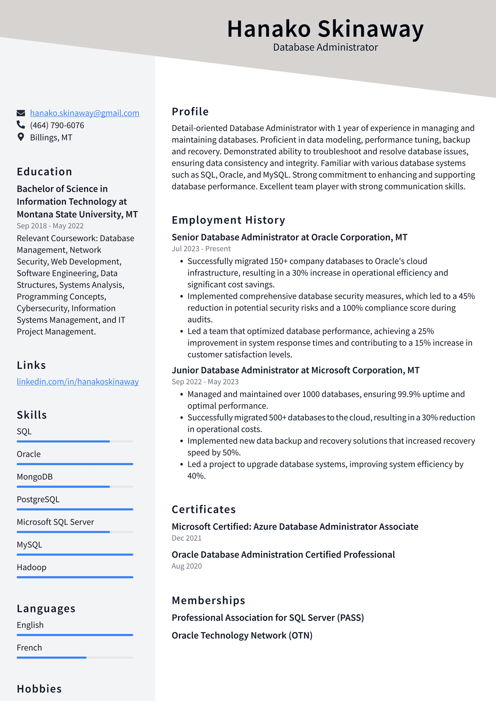 IBM Database Administrator Resume Examples | ResumeCat