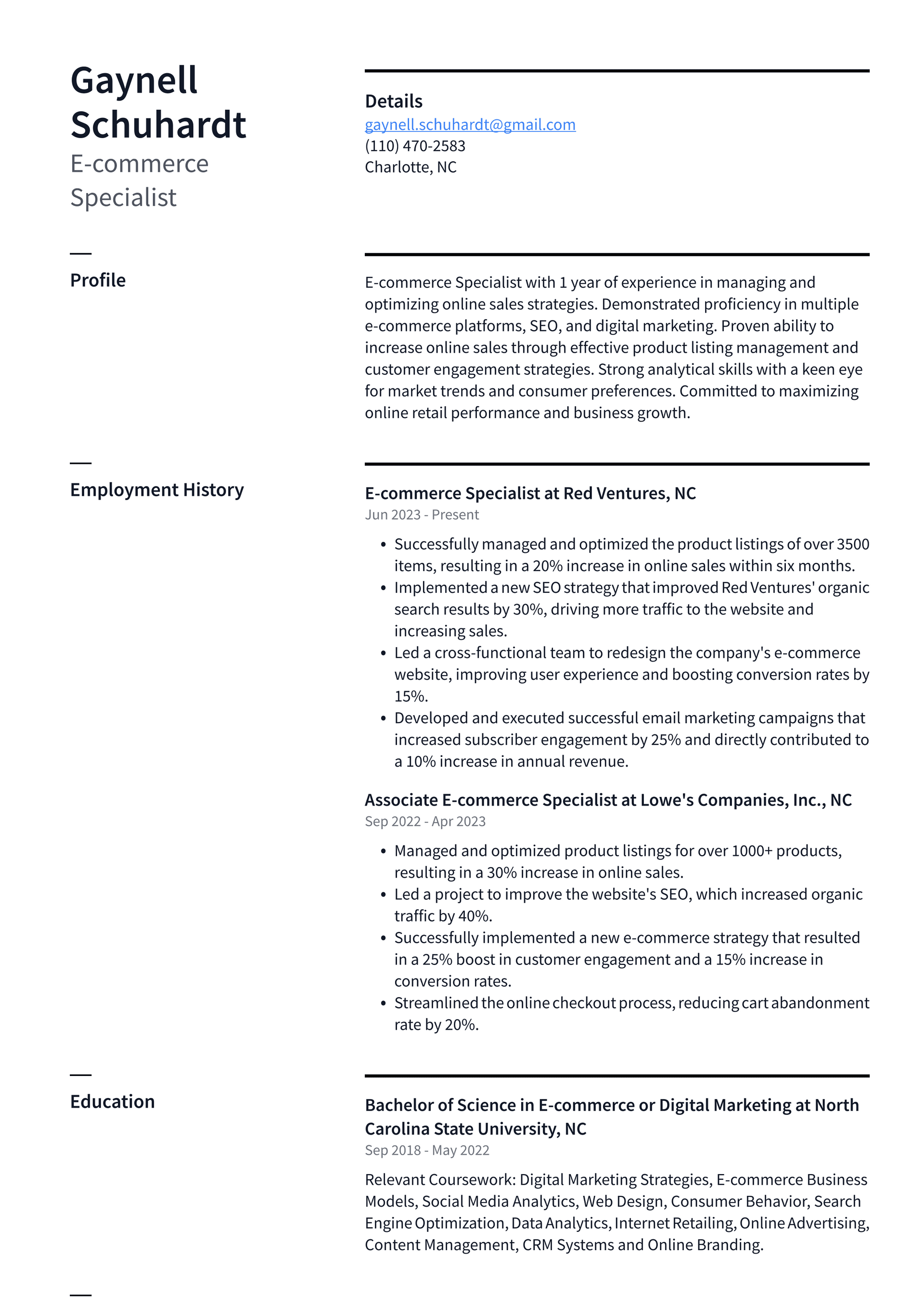 IBM E-commerce Specialist Resume Examples | ResumeCat