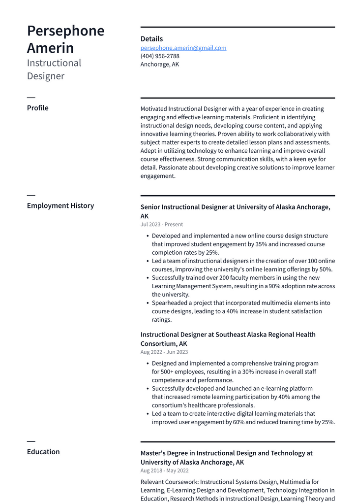 IBM Instructional Designer Resume Examples | ResumeCat