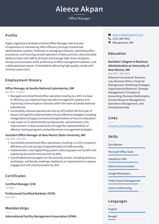 IBM Office Manager Resume Examples | ResumeCat