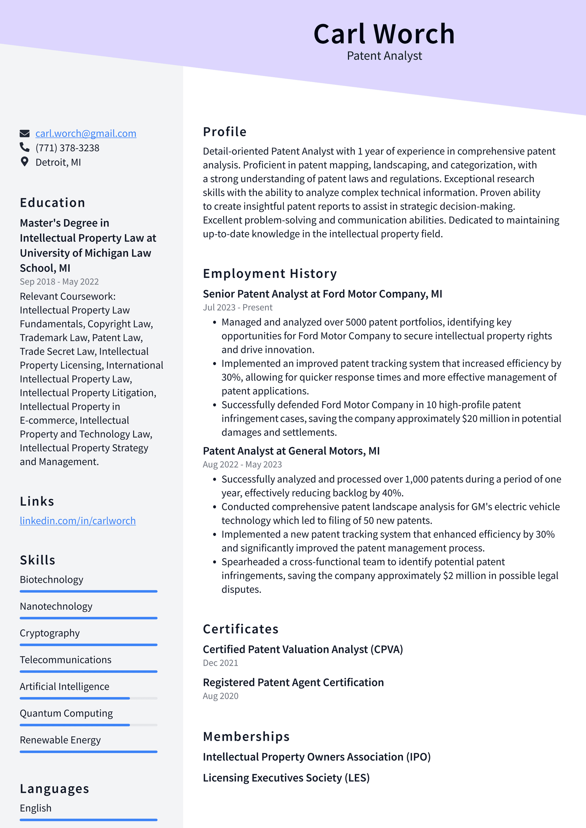 IBM Patent Analyst Resume Examples | ResumeCat