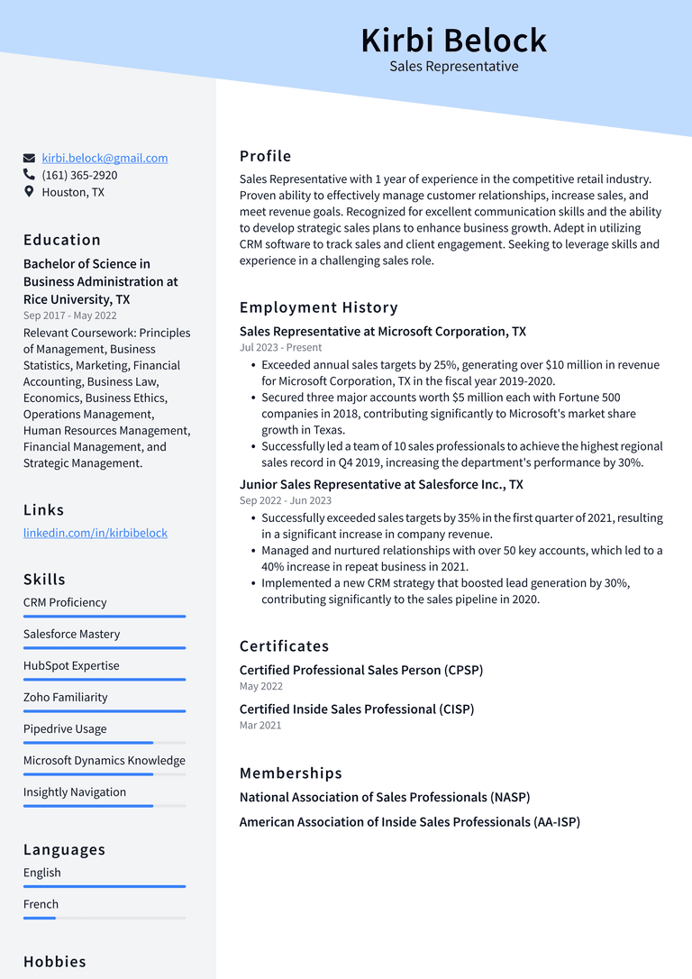 IBM Sales Representative Resume Examples | ResumeCat