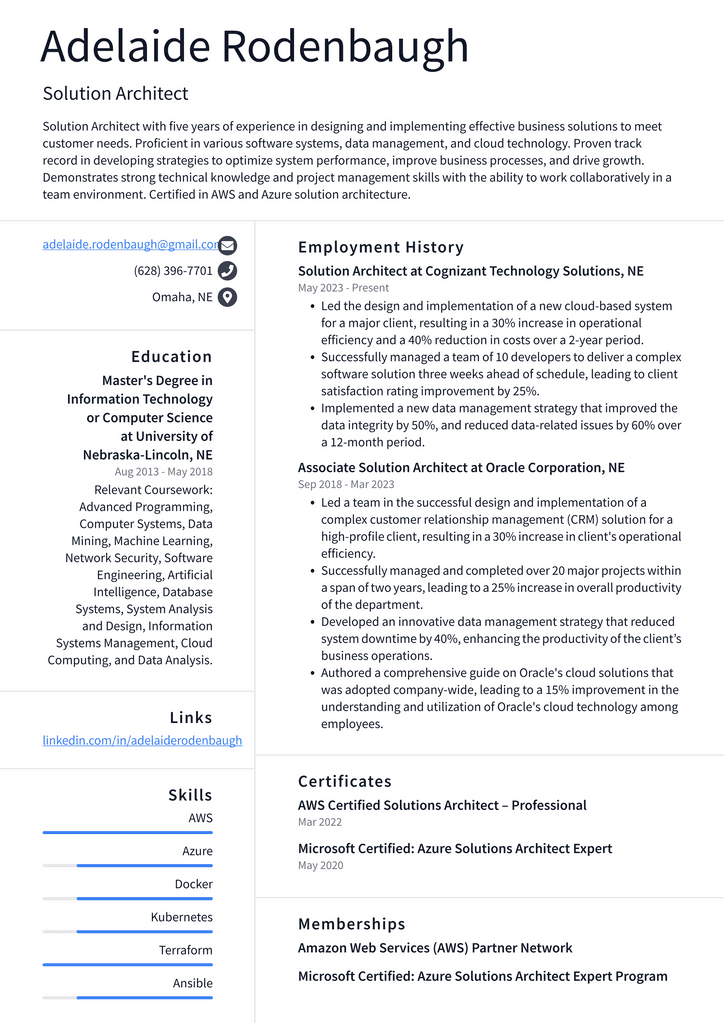 IBM Solution Architect Resume Examples | ResumeCat