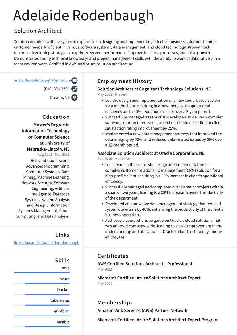 IBM Solution Architect Resume Examples | ResumeCat