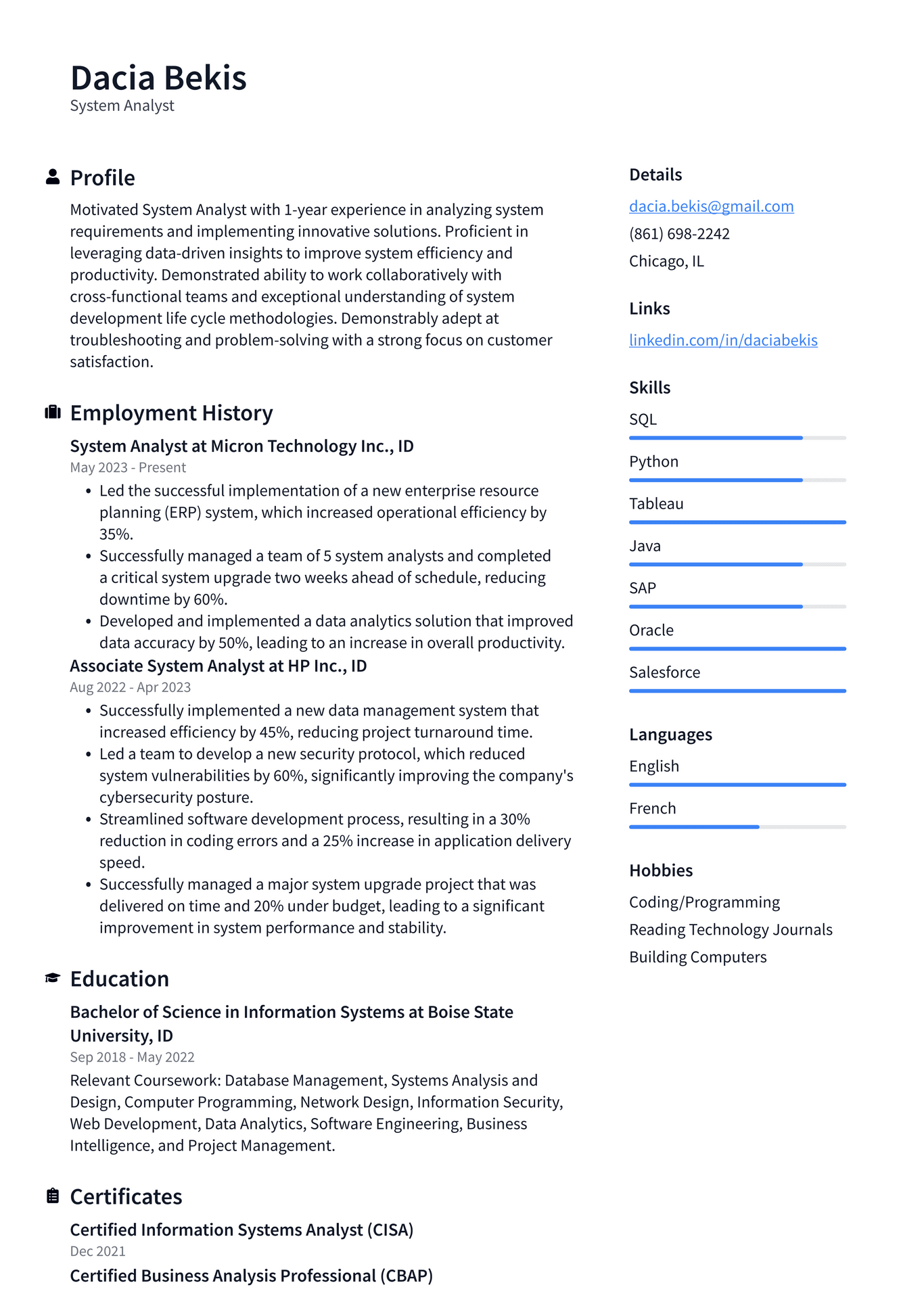 IBM System Analyst Resume Examples | ResumeCat