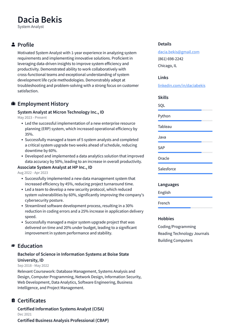 IBM System Analyst Resume Examples | ResumeCat