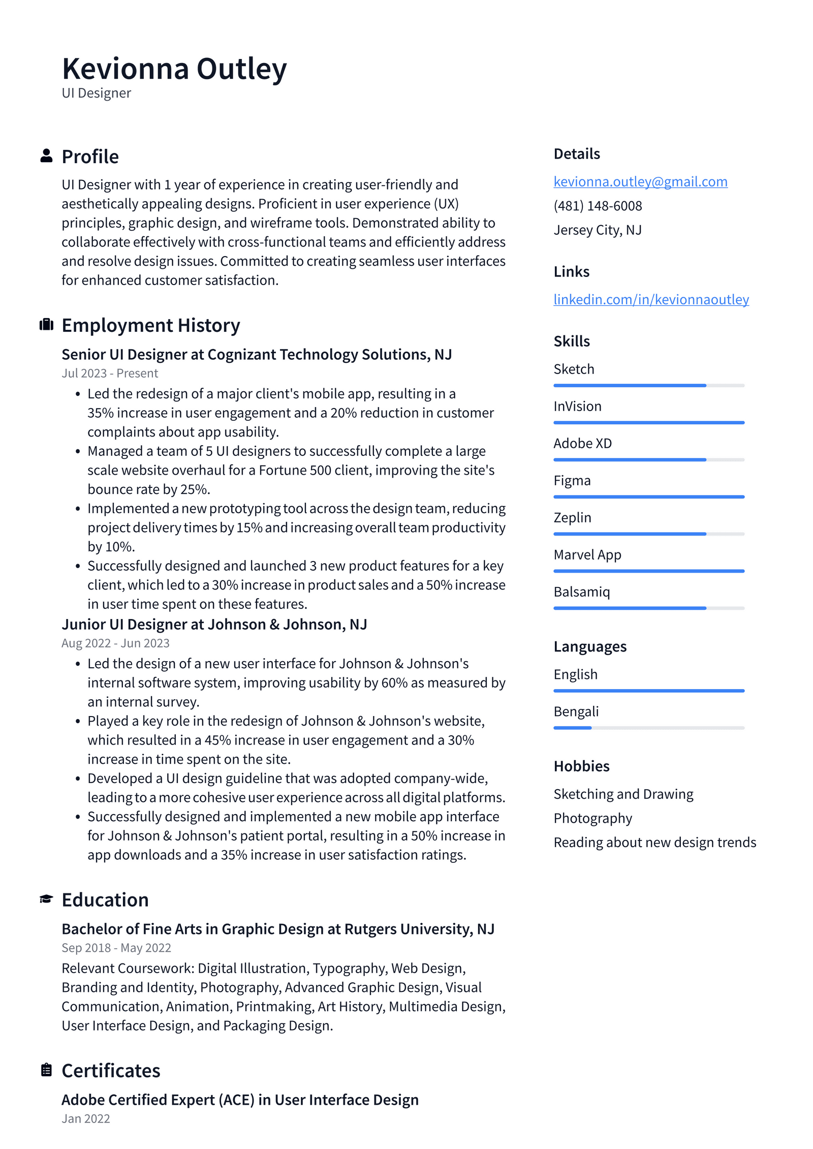 IBM UI Designer Resume Examples | ResumeCat