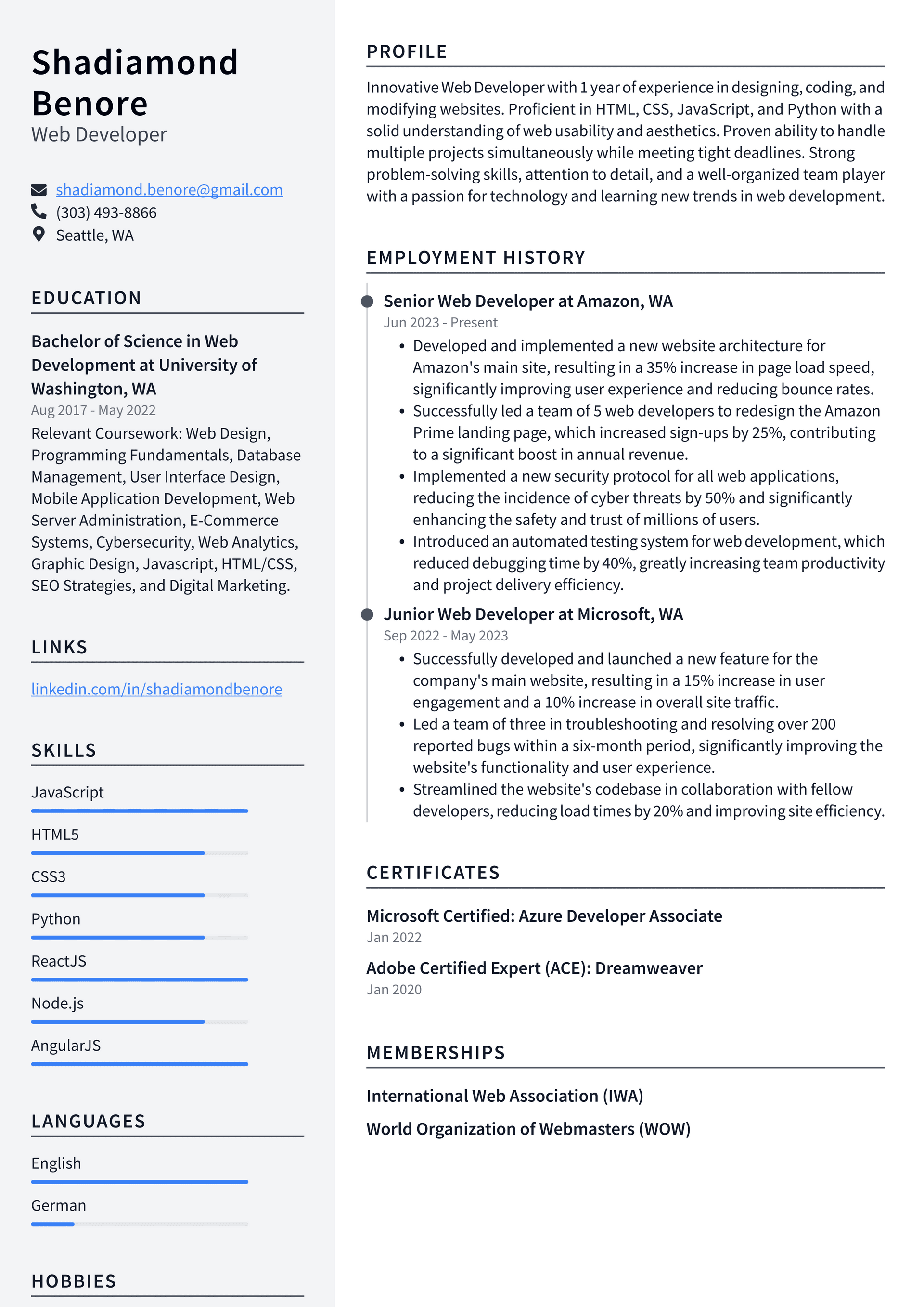 IBM Web Developer Resume Examples | ResumeCat