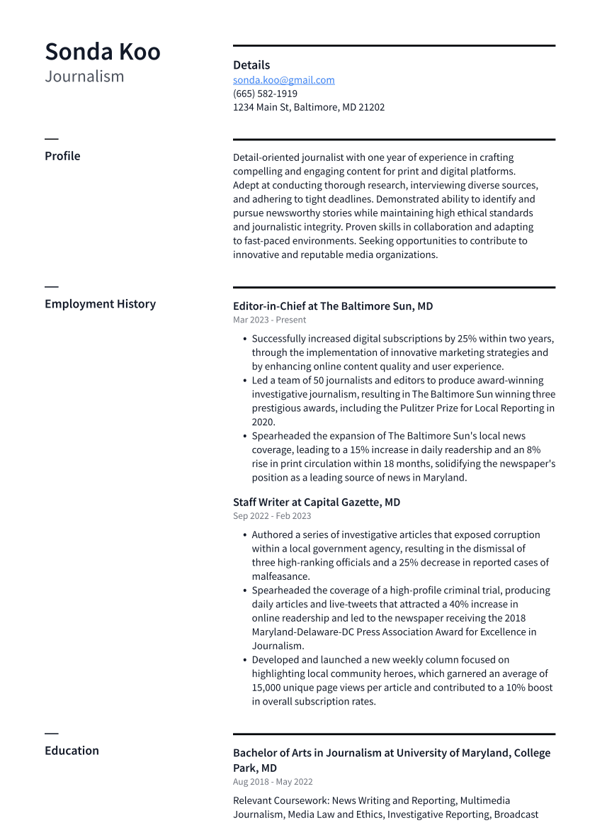 Top 17 Journalism Resume Objective Examples ResumeCat Top 17 Journalism Resume Objective Examples ResumeCat