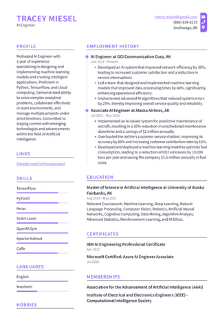 LinkedIn AI Engineer Resume Examples | ResumeCat