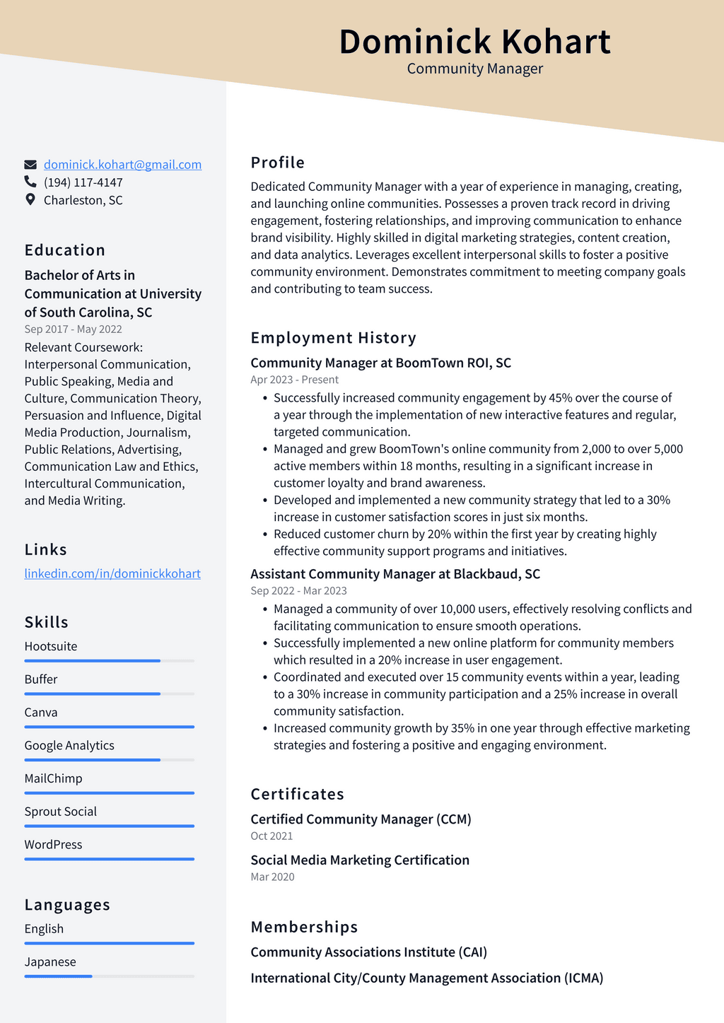 LinkedIn Community Manager Resume Examples | ResumeCat