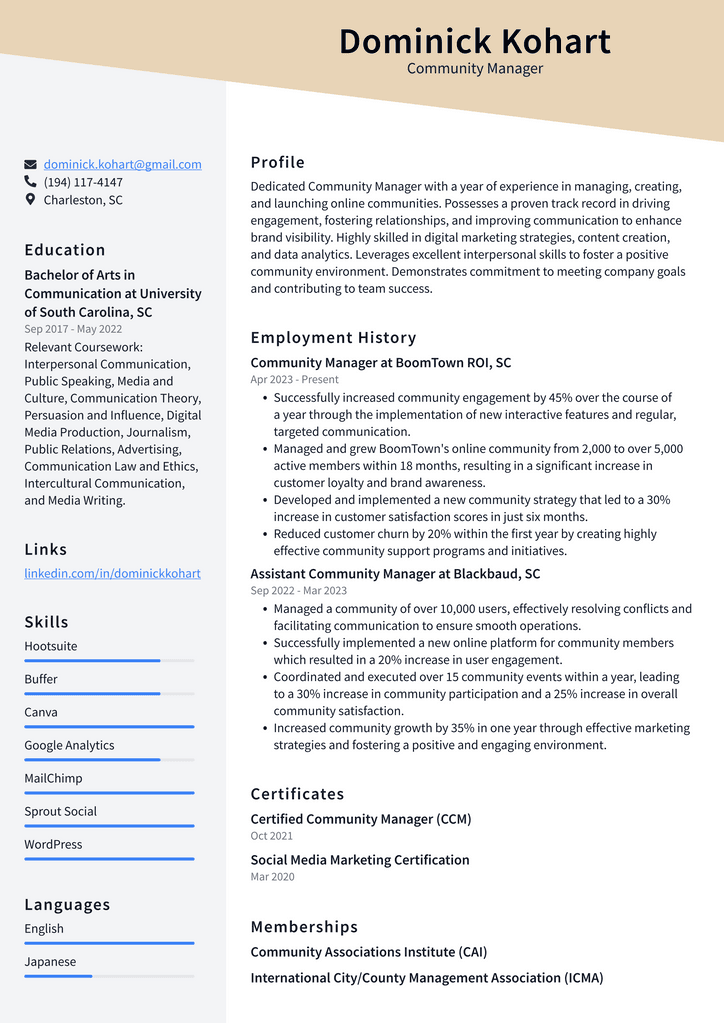 LinkedIn Community Manager Resume Examples | ResumeCat