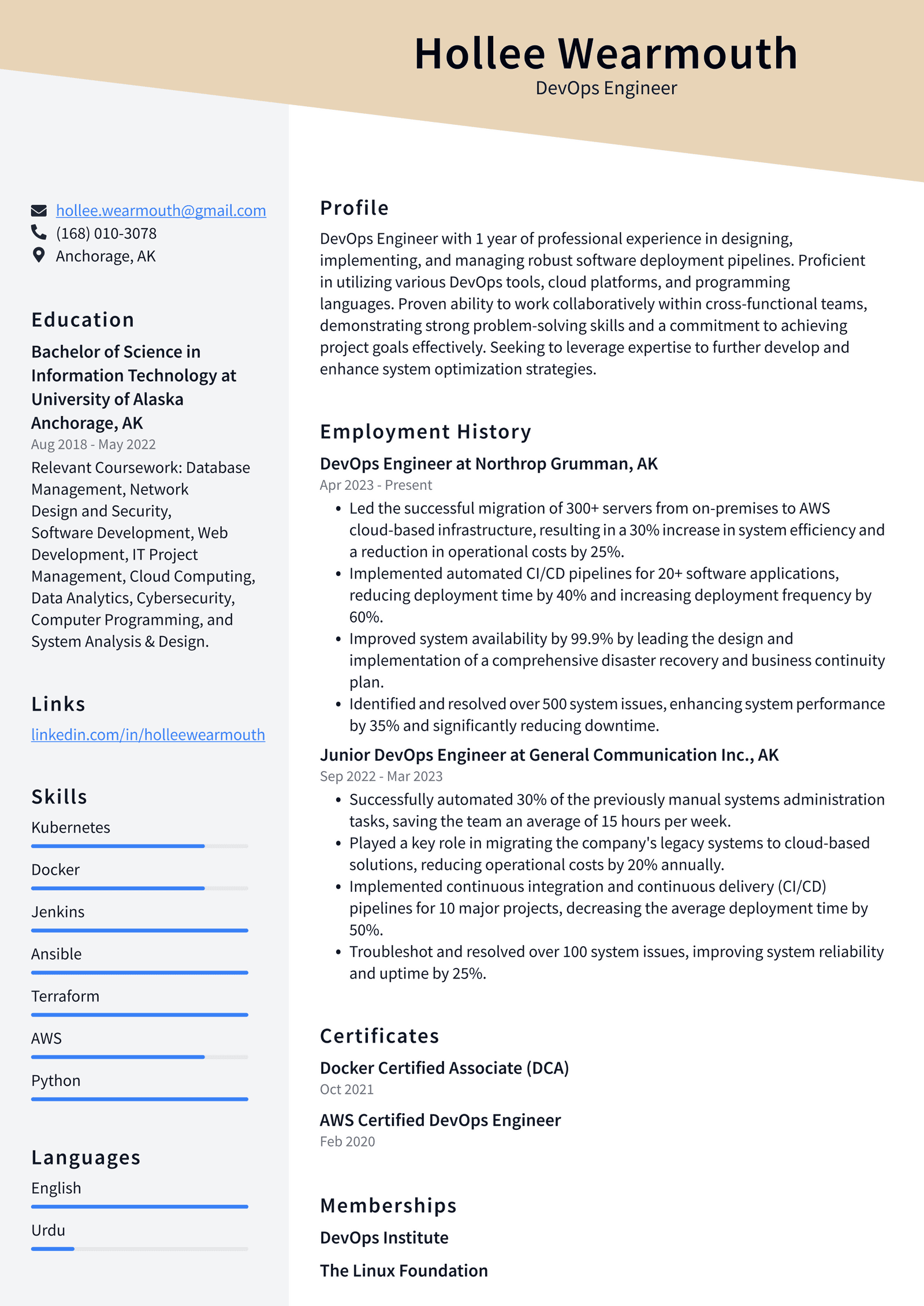 Linkedin Devops Engineer Resume Examples Resumecat