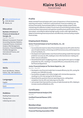 LinkedIn Financial Analyst Resume Examples | ResumeCat