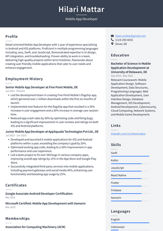 LinkedIn Mobile App Developer Resume Examples | ResumeCat