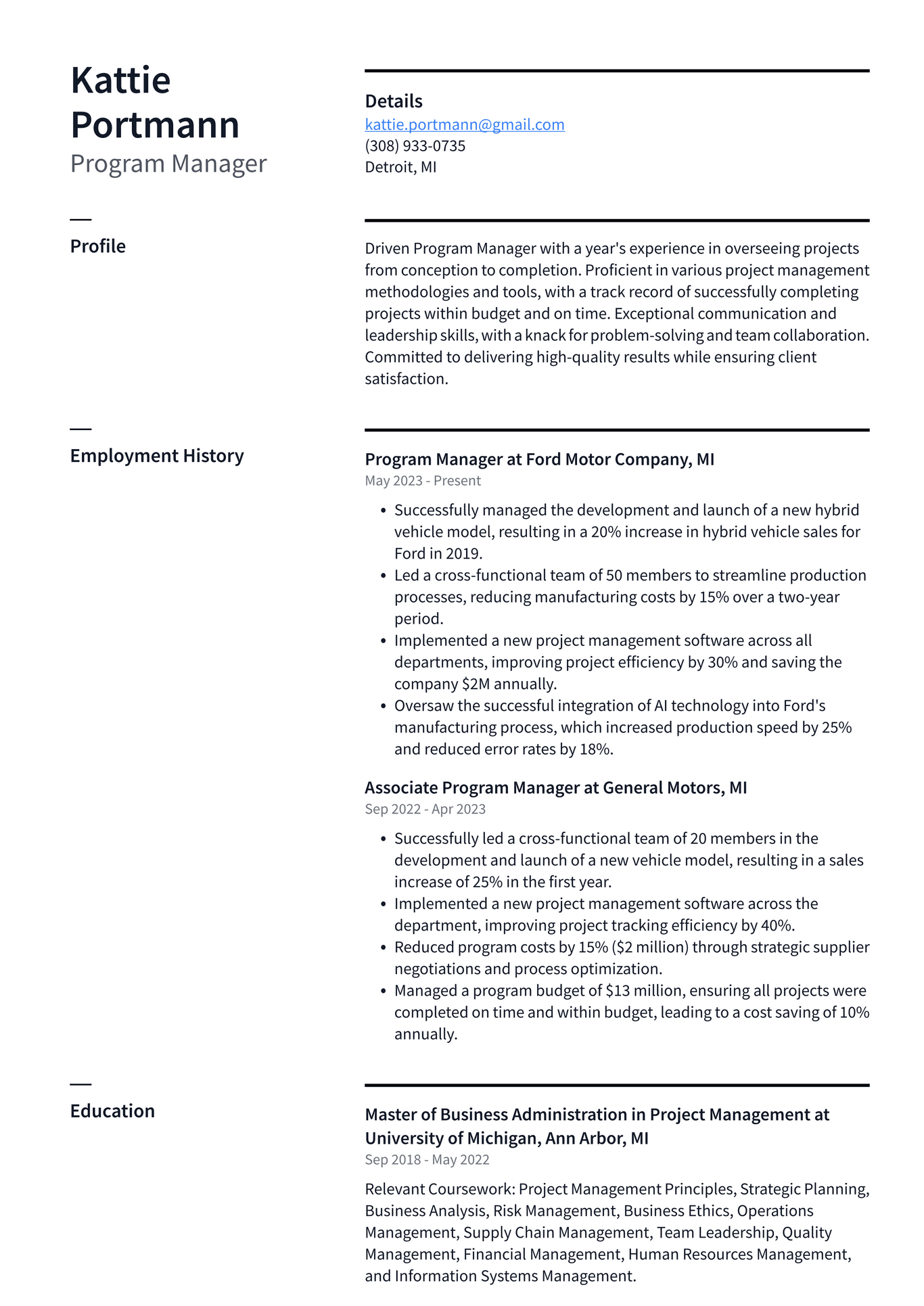 LinkedIn Program Manager Resume Examples | ResumeCat