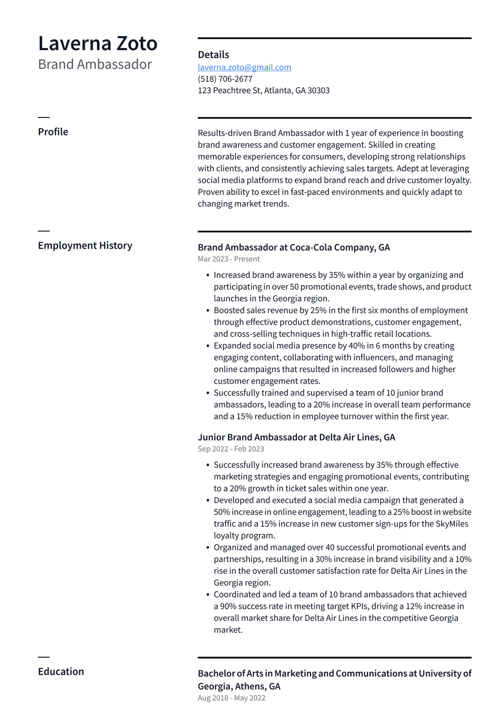 Lyft Brand Ambassador Resume Examples | ResumeCat