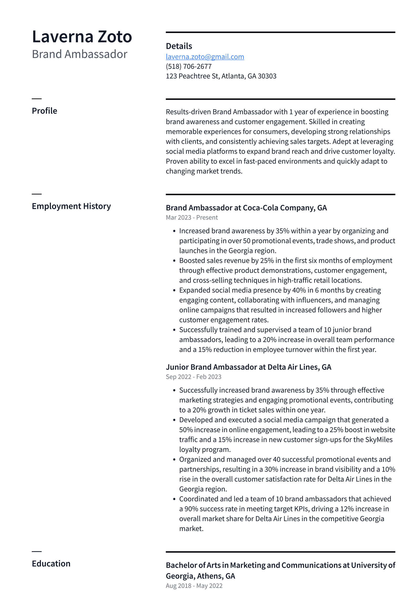 Lyft Brand Ambassador Resume Examples | ResumeCat