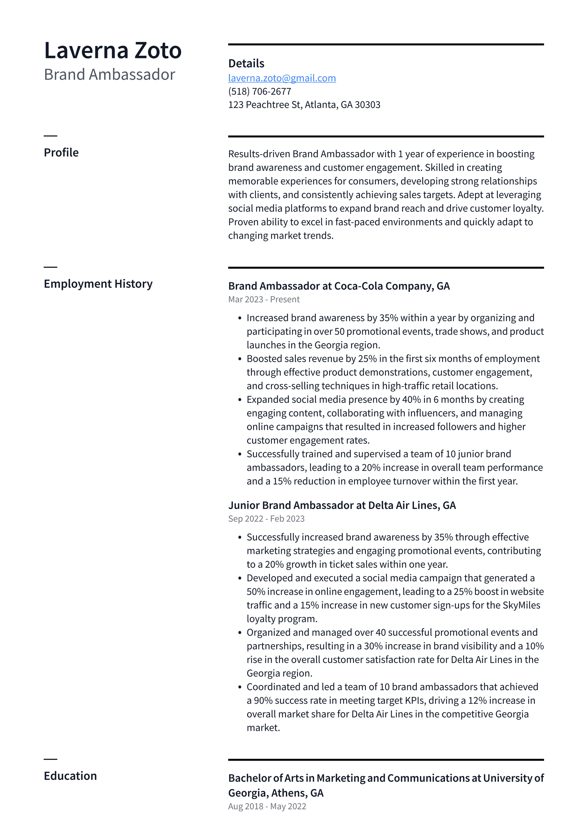 Lyft Brand Ambassador Resume Examples | ResumeCat