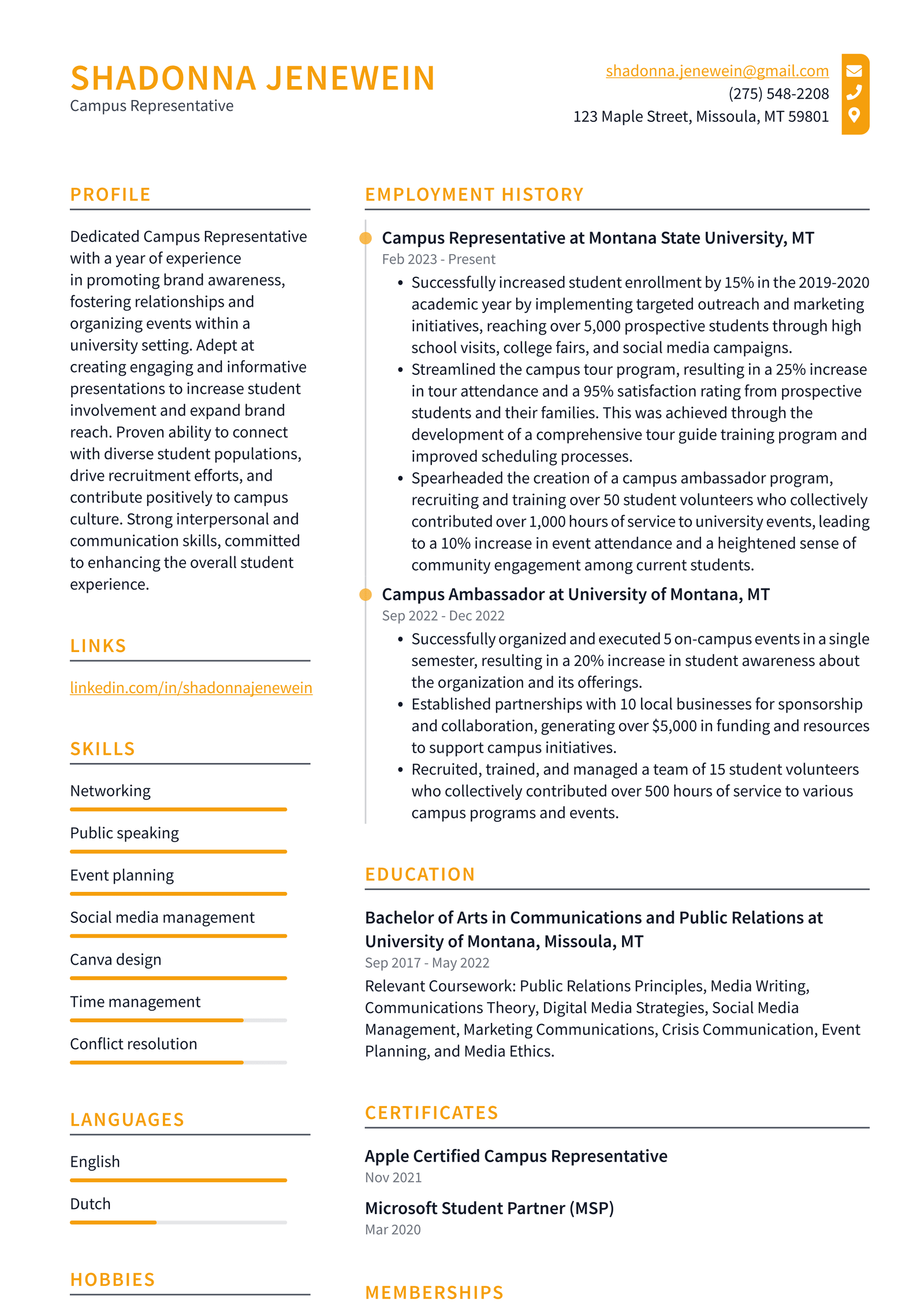 Lyft Campus Representative Resume Examples | ResumeCat