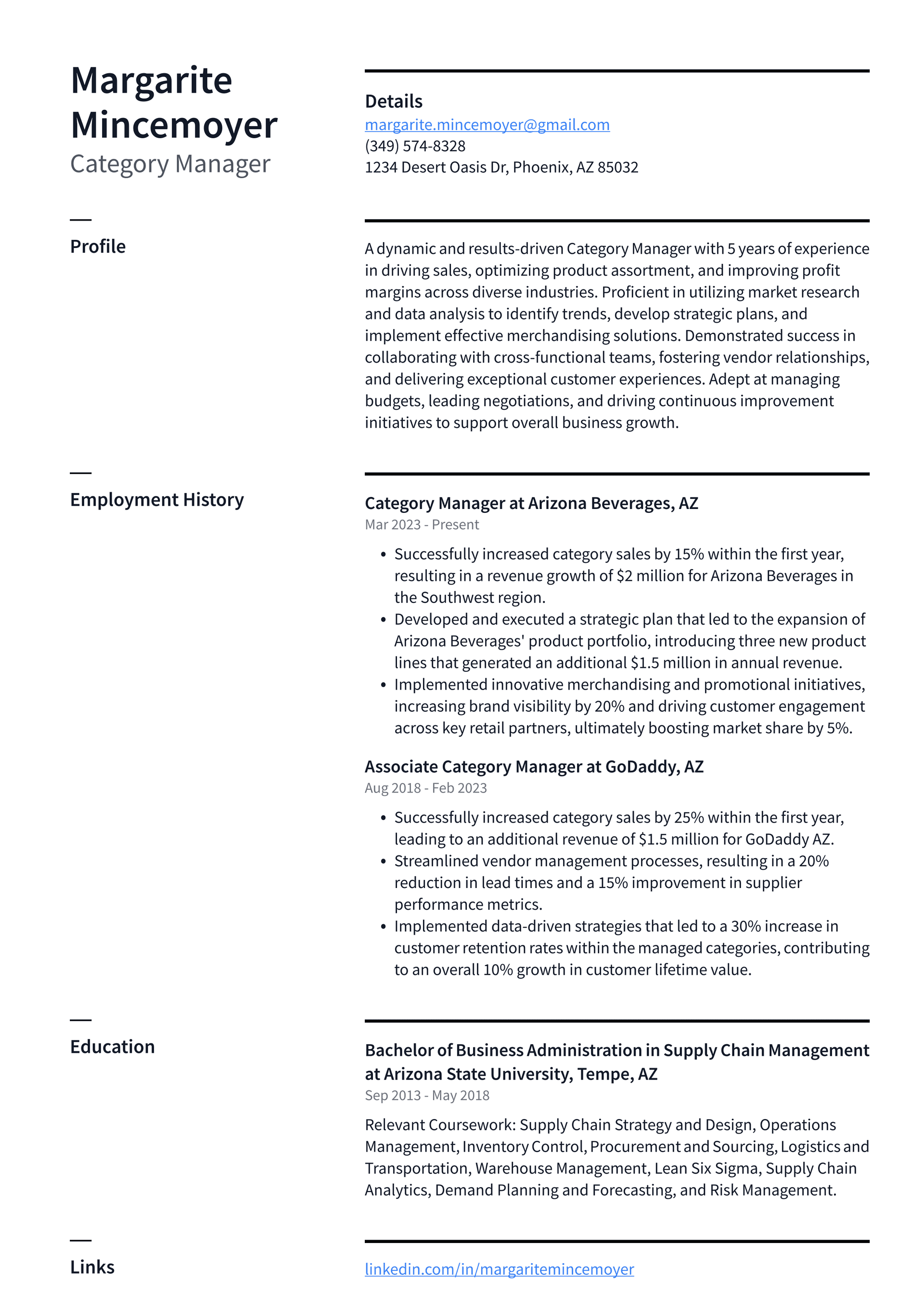 Lyft Category Manager Resume Examples | ResumeCat