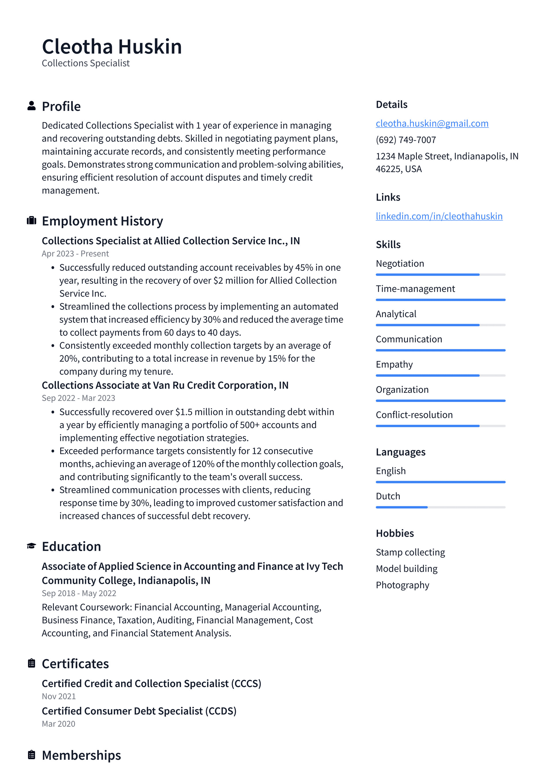 Lyft Collections Specialist Resume Examples | ResumeCat